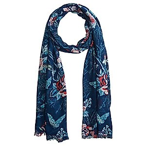 Vera Bradley Women's Lightweight Soft Fringe Scarf, Rose Toile, One Size