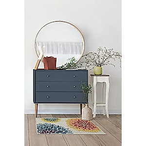 RUGGABLE Floral Medallion Washable Rug - Perfect Floral Area Rug for Living Room Bedroom Kitchen - Pet & Child Friendly - Stain & Water Resistant - Multicolor 2'x3' (Standard Pad)