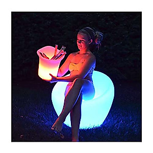 Ibiza: 26 Inch Color Changing LED Light Bucket Chair; Wireless, Waterproof and, Rechargeable Outdoor Chair for Patio, Pool or Bar