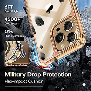 TAURI 5-in-1 for iPhone 13 Pro Case, Not Yellowing, with 2 Tempered Glass Screen Protector + 2 Camera Lens Protector [Military Grade Protection] Shockproof Slim Phone Case 6.1 Inch, Rose Gold