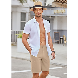 COOFANDY Mens Casual Shorts Stretch Flat Front Hybrid Shorts Lightweight Quick Dry Hiking Golf Daily Shorts with Pockets Khaki