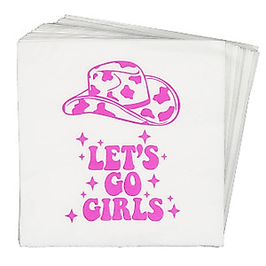 Lets Go Girls Napkins, Bachelorette Party Decorations,Western Cowgirl Bridal Shower, Birthday Party Last Rodeo Decorations Napkins (5 x 5 In, 50-Pack)