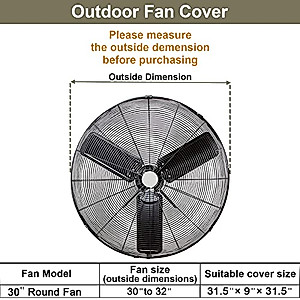 ELONGRIVER Industrial Fan Cover, Waterproof & Dustproof Cover for Wall Mount Fan, Pedestal Fan and Outdoor Fans in Heavy Duty Polyester