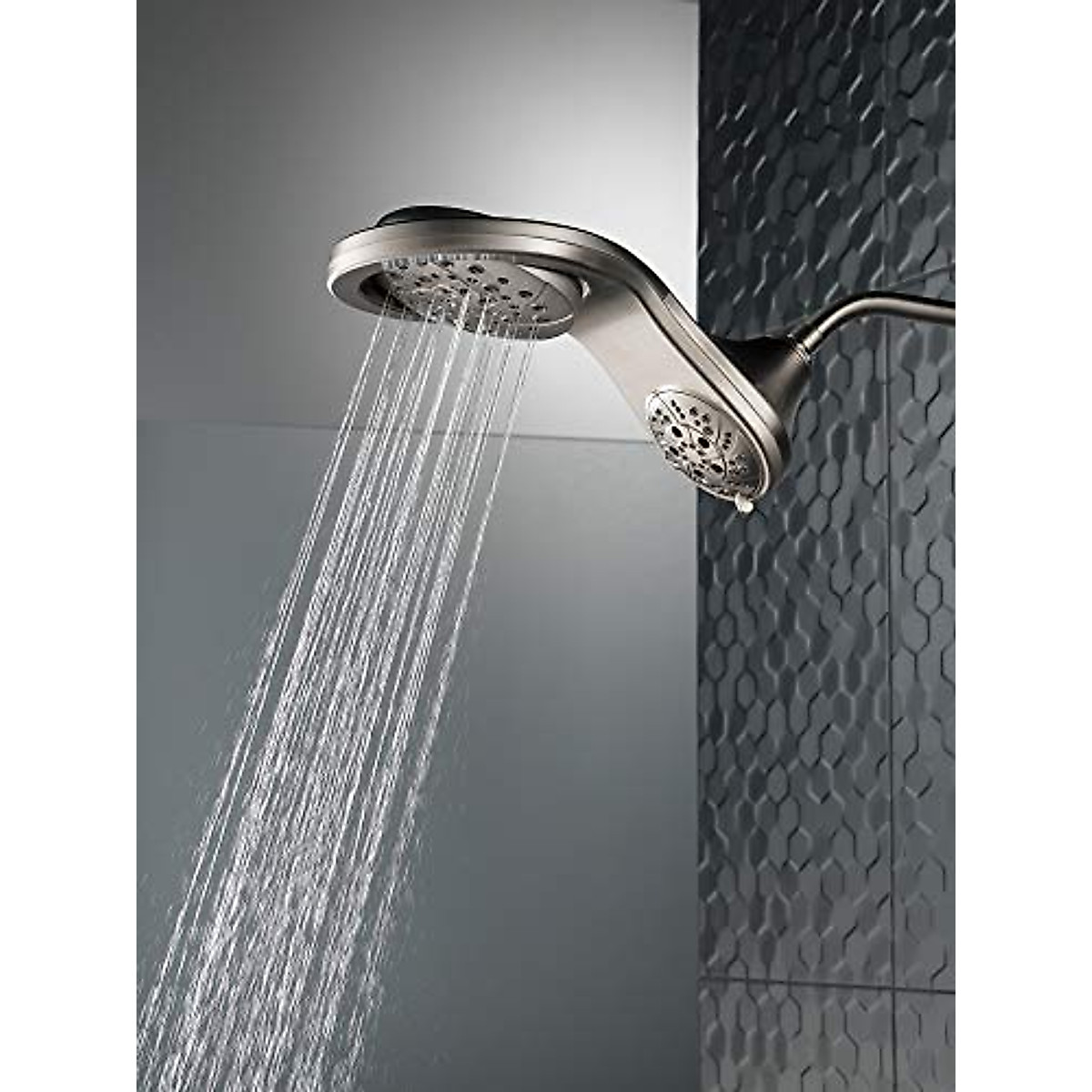 DELTA FAUCET 58581-SS25-PK HydroRain H2Okinetic 5-Setting Two-in-One Shower Head Combo, 2.5 GPM Water Flow, Stainless
