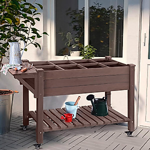 Aivituvin Raised Garden Bed, Elevated Plant Boxes Outdoor Large with Grow Grid - with Large Storage Shelf 52.7" x 22" x 30"