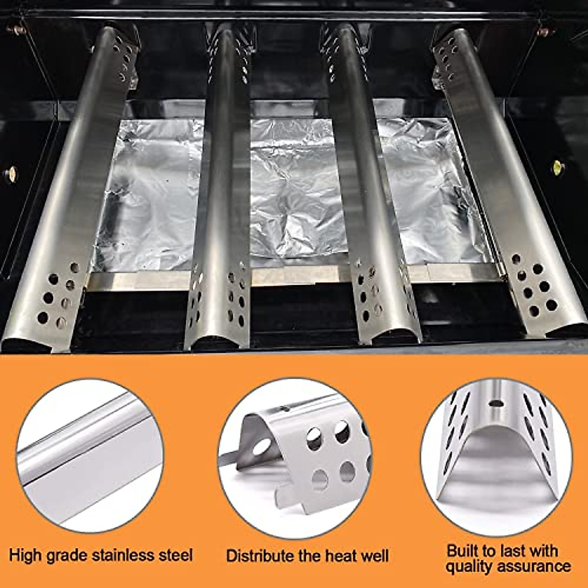 Grill Replacement Parts for Charbroil Performance 475 4 Burner 463347017 463361017 463673017 463342119 463376018P2 G470-0004-w1, Stainless Steel Heat Plate Tend Shield, Grill Burner, Crossover Tubes