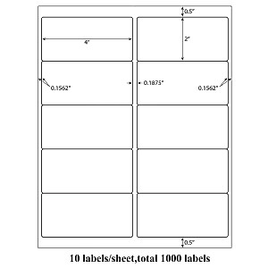 9527 Product 10 UP Sticker Labels,2x4 inches FBA Shipping Address Labels for Laser/Ink Jet Printer,Total 1000 Labels