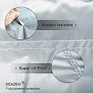 SEAZEN Waterproof Heavy Duty Lawn Mower Cover, UV and Dust Protection Lawn Tractor Cover, Universal Fit Garden Tractor Cover with Drawstring & Storage Bag