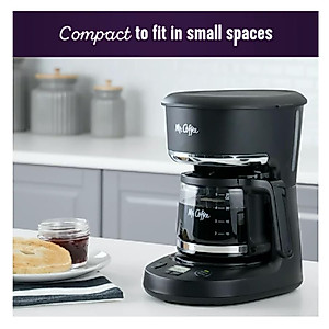 Mr. Coffee 5-Cup Digital Display Programmable Coffee Maker Mini Brew Now or Later Auto Shut Off Arctic Blue