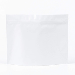 QQ Studio Pack of 100 Double-Sided Glossy Wide Mouth Smell Proof Stand Up Resealable Pouch Bags (Glossy White, 8.25x6.5" (7oz))