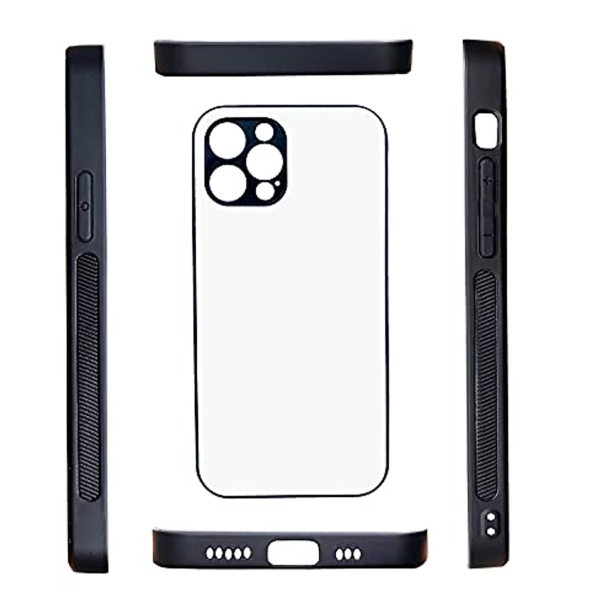 JUSTRY 5PCS Sublimation Blanks Phone Case Covers Compatible with Apple iPhone 12 Pro Max, 6.7 Inch,Easy to Sublimate DIY, 2 in 1 2D Soft Rubber TPU Heat Transfer Pure White Finish