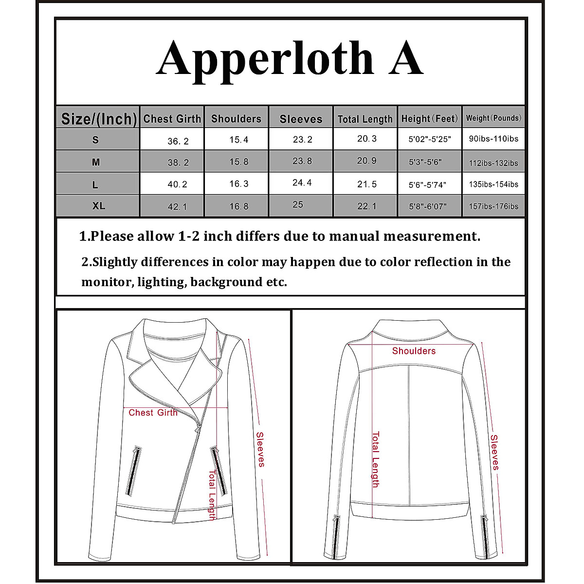 Apperloth A Women’s Solid Long Sleeve Faux Suede Motorcycle Jackets Zipper Short Coats