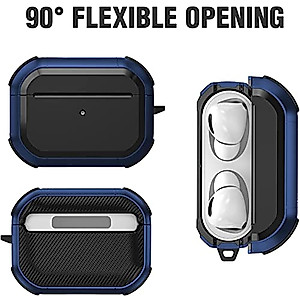 Winproo Armor Airpods Pro 2 Case Cover with Keychain, Military Hard Shell Full-Body Shockproof Protective Case Skin for Airpods Pro 2nd Generation [Blue]