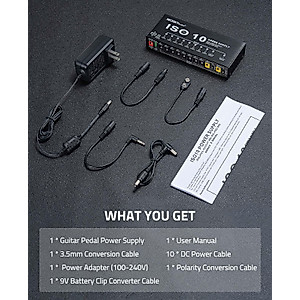 Mosky Guitar Pedal Power Supply 10 Isolated DC Output, 9V 12V 18V 300mA 500mA Effect Pedal Boards Power Supply with USB Port, Short Circuit Overcurrent Protection