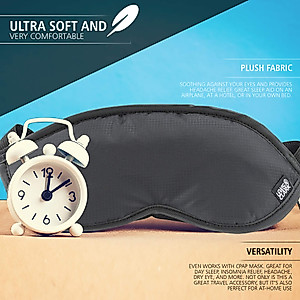 Lewis N. Clark Comfort Eye Mask + Sleep Aid to Block Light for Travel, Airplane, Hotel, Airport, Insomnia + Headache Relief with Adjustable Straps, Gray