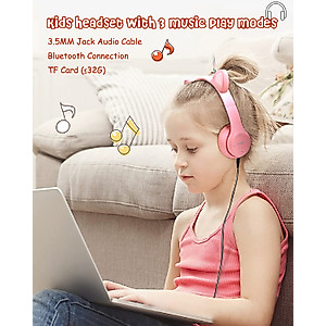 Bluetooth Cat Ear Kids Headphones with Mic, arVin Wireless/Wired Foldable Over-Ear Headset with Led Light UP & 85db Volume Limited for School, Online Learning, Boys, Girls, Children, Tablet, iPad & PC