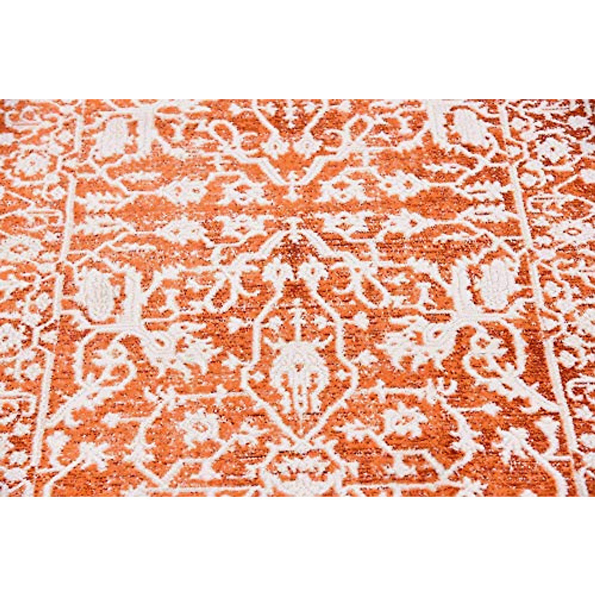 Unique Loom Traditional Classic Intricate Design with Distressed Vintage Detail, Area Rug, 2' 7 x 10' 0 Runner, Terracotta/Ivory