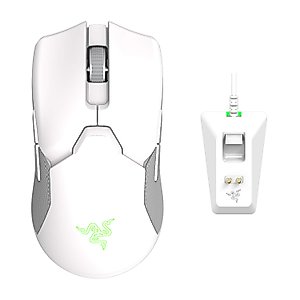 Razer Viper Ultimate Lightweight Wireless Gaming Mouse & RGB Charging Dock: Hyperspeed Wireless Technology - 20K DPI Optical Sensor - 78g Lightweight - 70 Hr Battery - Mercury White (Renewed)
