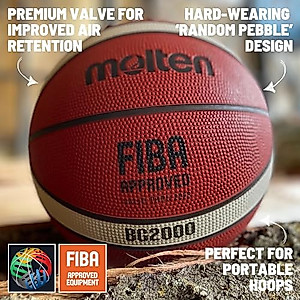 Molten BG2000 Basketball, Indoor/Outdoor, Premium Rubber, Size 3, Orange/Ivory, Suitable for Boys Age 6 & Under, Girls Age 11 & Under