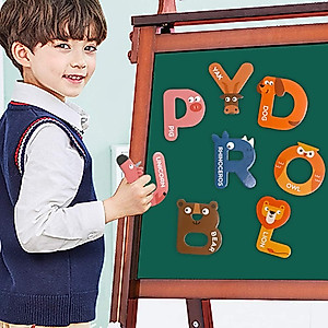 JCREN Jumbo Magnetic Letters Animals Alphabet Toys,Fridge Magnets Stick Large ABC Alphabet Uppercase Toy Set Preschool Learning Spelling Refrigerator Gift for 3 4 5 Year Old Toddler Kids Boys Girls