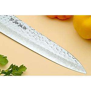 Yoshihiro VG10 16 Layer Hammered Damascus Gyuto Japanese Chefs Knife (7'' (180mm))