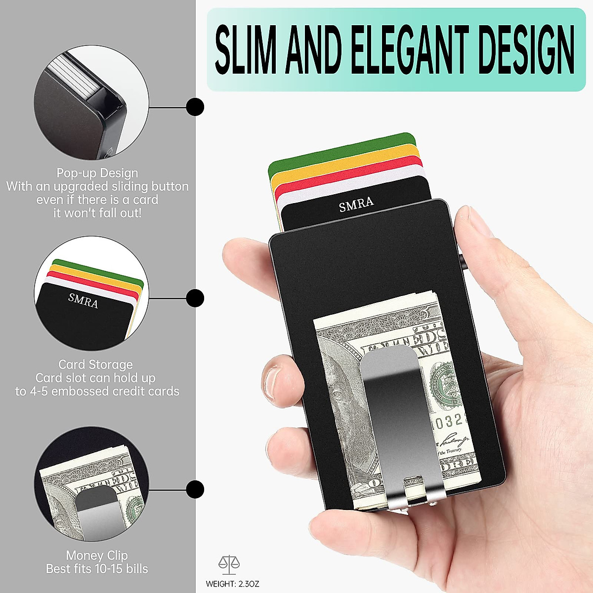 MagSafe Magnetic Card Wallet for iPhone 12/13/14 Series - Slim Metal Card Holder with Money Clip and Pop-Up Function