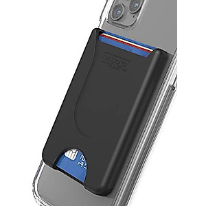 Encased Cell Phone Wallet, 4 Card System (Compatible with Circular Grip) Securely Holds IDs Business and Credit Cards - HardCard Reusable Adhesive Stick On Holder (Matte Black)