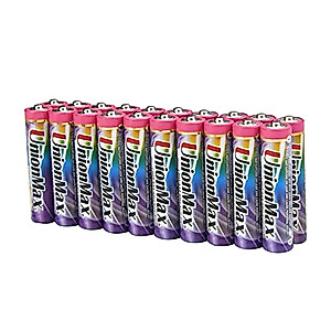 UnionMax AAA Alkaline Battery Super Power Premium LR03/AAA 1.5 Volts 20PCS Paper Pack
