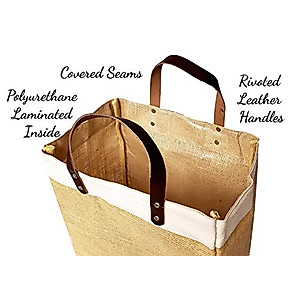 Eco-Friendly Large Jute and Cotton Leather Handle Market Tote Bag (Natural - No Embroidery)