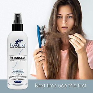 FRAGFRE Hair Detangler Spray, 8 oz - Leave in Conditioner for Sensitive Skin and Scalp - Styling Heat Protectant Spray - Gluten Free Vegan Cruelty Free