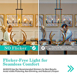 E12 100W Equivalent Frosted LED Candelabra Bulb CA10, Dimmable Small Base for Chandeliers, Ideal for Living Rooms, Dining Areas, and Hallways, Energy-Efficient for Cozy Indoor Lighting