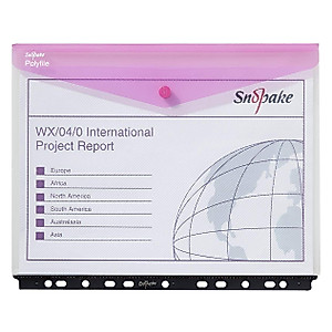 Snopake 15694 Polyfile A4 High Capacity Ring Binder Popper Wallet Landscape Classic Clear with Electra Assorted Colour Closures, Pack of 5