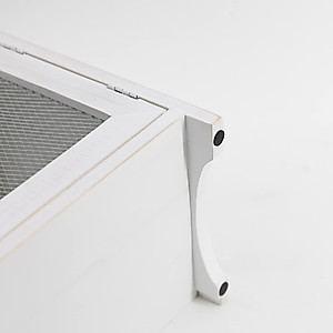 COLLECTIVE HOME - Storage Cabinet, Mini Countertop Cabinet, Wood Organizer for Kitchen Living Room Bedroom Bathroom Office with Magnetic Door, 14.5 x 6.5 x 10 (White, Wire Netting)