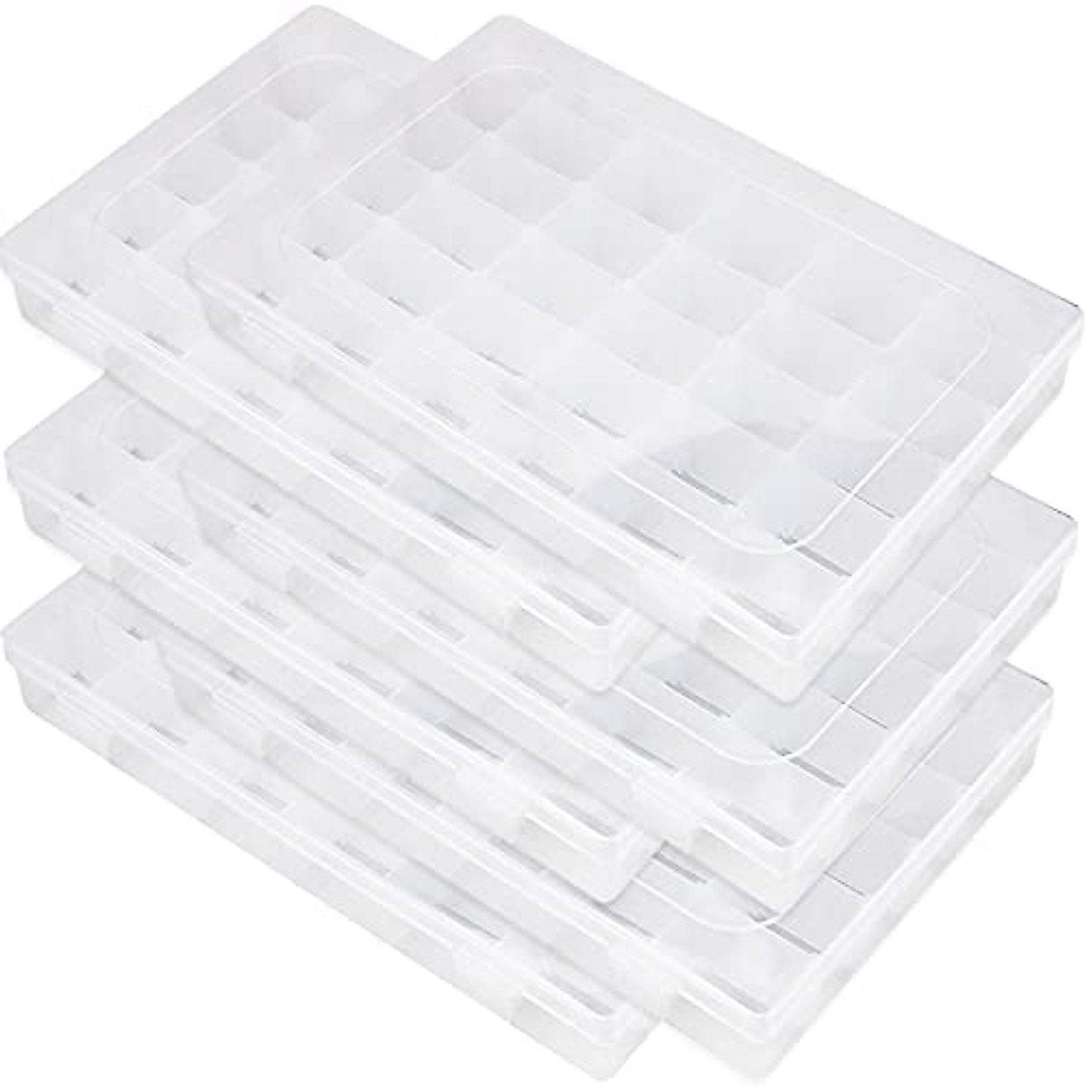 MOUYAT 6 Pack 36 Grids Clear Plastic Organizer Boxes, Adjustable Plastic Craft Jewerly Organizer Storage Boxes with Compartments, Bead Storage Containers for Jewelry Art DIY Crafts Small Parts