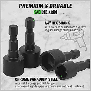 SWANLAKE 20PCS Power Nut Driver Set for Impact Drill, 1/4” Hex Head Drill Bit Set SAE and Metric