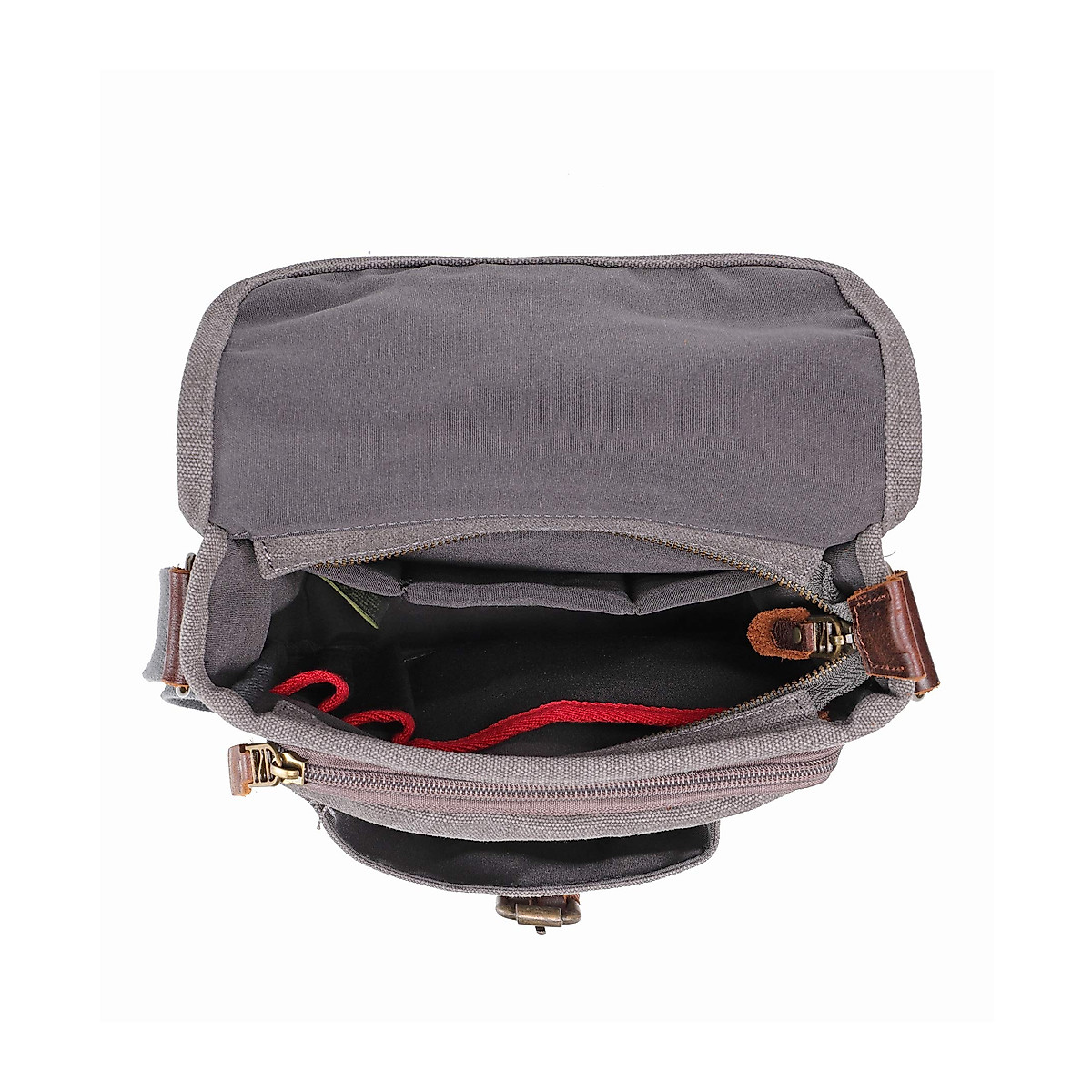 TSD Brand Valley Trail Canvas Crossbody Bag (Grey)