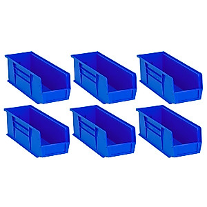 QUANTUM STORAGE SYSTEMS K-QUS234BL-6 6-Pack Ultra-Stack and Hang Bins, 14-3/4" x 5-1/2" x 5", Blue