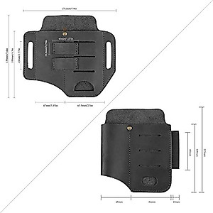 VIPERADE PJ13 + PJ15 EDC Organizer Leather Sheath for Multitools/Knives, AA Flashlights Folding Knives, Tactical pens