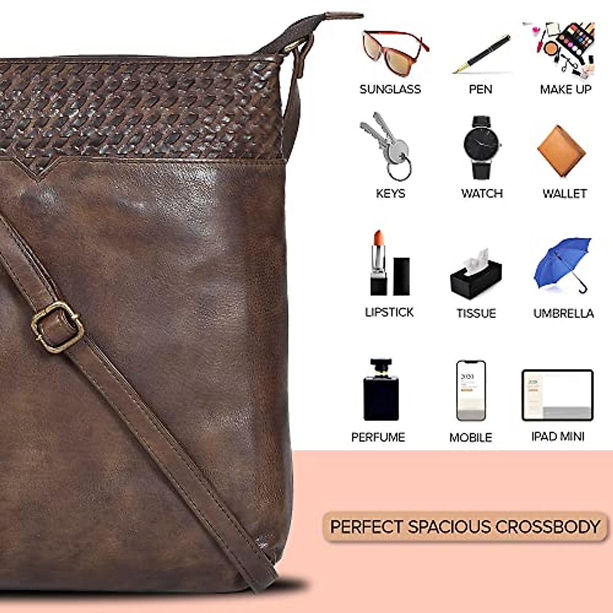 Vintage Handmede Leather Purse, Stylish Crossover/Crossbody Slings for Women - Travel/Work