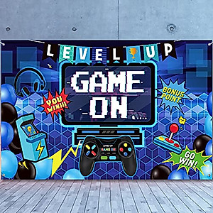 Video Game Party Decoration Video Gaming Photo Backdrop Background Birthday Photo Banner Gamer Room Decor for Game Fans Video Gamer Party Decoration Supplies, 70.9 x 43.3 Inch