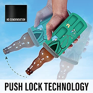 SANDJEST Nurse Tumblers - Nurse Nutrition Facts 4-in-1 Tumbler Can Cooler Cup - 12oz Stainless Steel Insulated Cans Coozie Nursing Mug Birthday, Christmas, Appreciation Gifts for Nurses, Practitioner