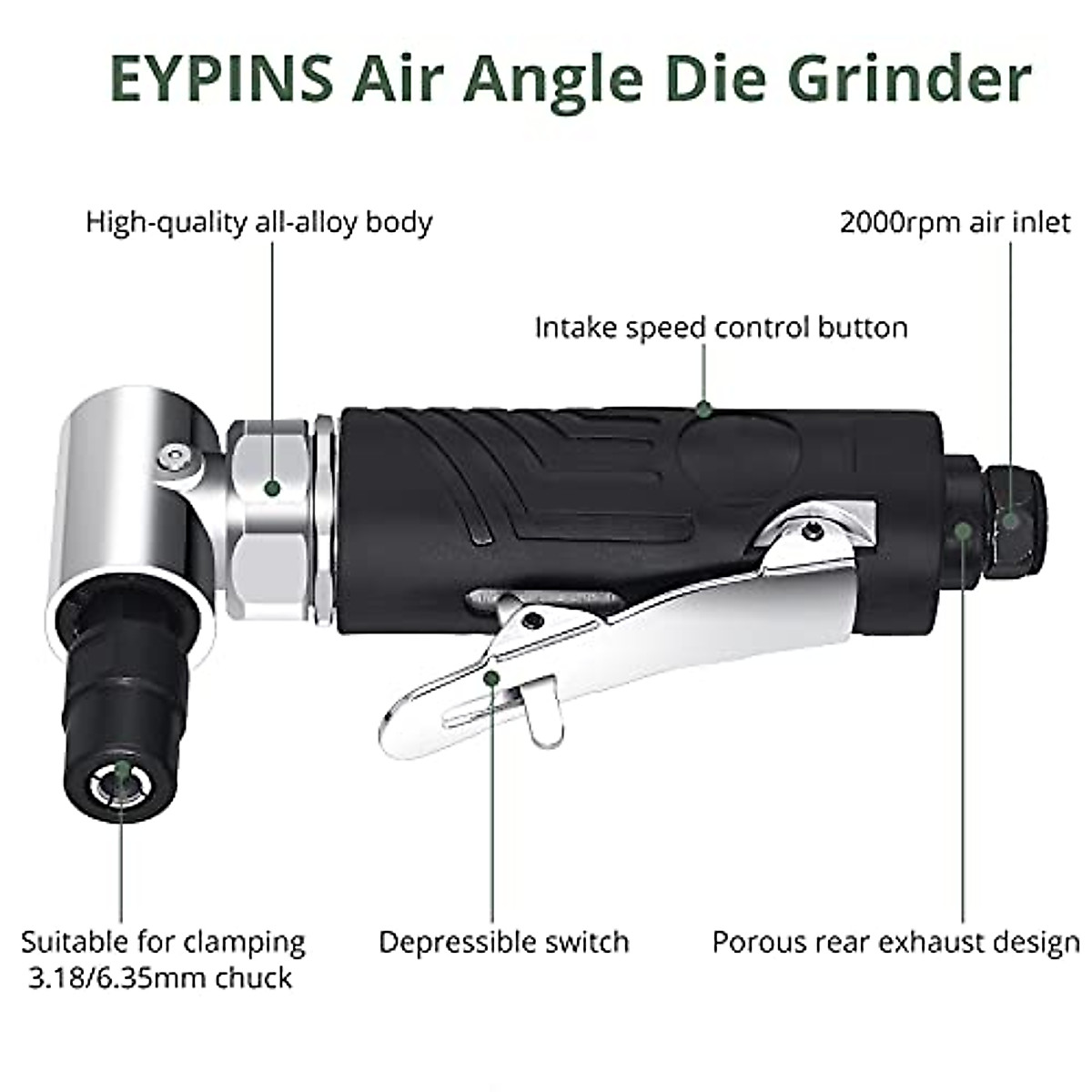 EYPINS Air Grinder,Compressed Air Angle Die Grinder 90 Degree Mini Sander Grinder Polisher Tool Set for Contour Grinding, Polishing, Milling