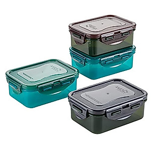 LocknLock ECO Food Storage Containers/Bin Set/BPA-Free/Dishwasher Safe, Rectangular, 4 Piece - Rectangle, Assorted Colors