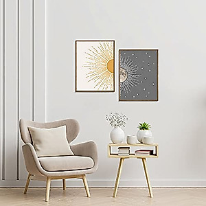 Sun Moon Boho Wall Decor, 2 Set 12x16 inch Celestial Posters, Mid Century Modern Prints for Wall Art, Wall Decor for Bedroom