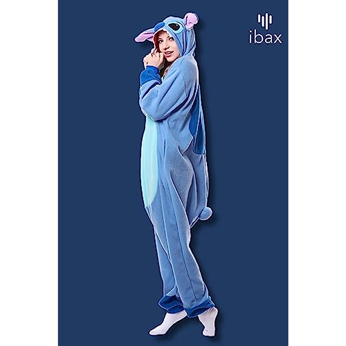 IBAX® Polar Fleece Adult Animal Onesie Pajama. Adult onesie costume. Animal onesies for adults. Halloween onesie adult. (US, Alpha, X-Large, Regular, Regular, ST Blue)