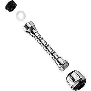 Silver Stainless Steel Faucet Sprayer Extension, Faucet Extension Tube, 360 Degree Rotation Faucet Extender,Sink Tap Extension Tube,Water Saving for Sink Tap Kitchen Bathroom Accessories Faucet Parts