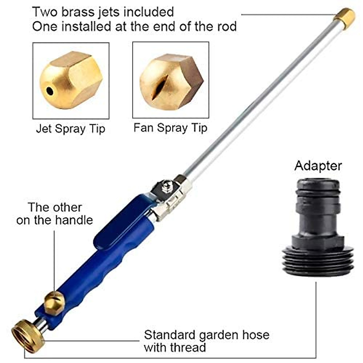 Hydro Jet Power Washer, Heavy Duty Metal Watering Sprayer with Universal Hose End, Glass Window Cleaning Sprayer Extendable Home Garden Car Water Washing, Hydrojet Power Washer Nozzle…