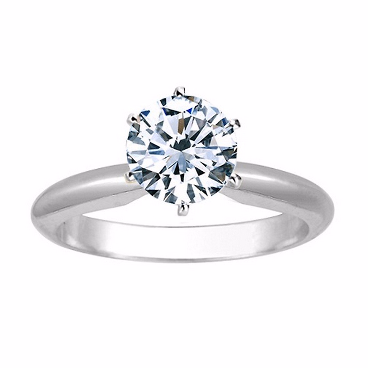 Houston Diamond District 1 1/2 1.5 Carat Round Solitaire 14K White Gold IGI Certified Diamond Engagement Ring (F-G Color I1-I2 Clarity).