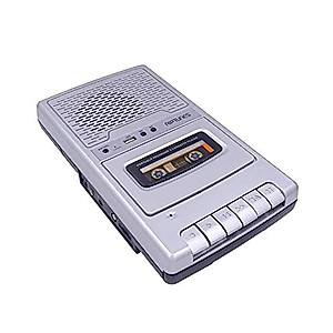 Riptunes Portable Cassette Recorder Player, Tape to USB Audio Music Digital Converter, Retro Classroom Shoebox Cassette Player and Recorder USB Player, Cassette-MP3 Converter with Built-in Microphone