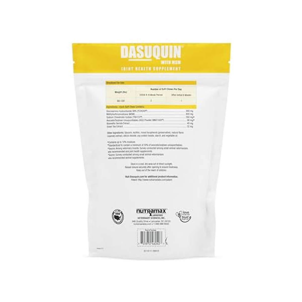 Nutramax Laboratories Dasuquin with MSM Joint Health Supplement for Large Dogs - With Glucosamine, MSM, Chondroitin, ASU, Boswellia Serrata Extract, and Green Tea Extract, 84 Soft Chews